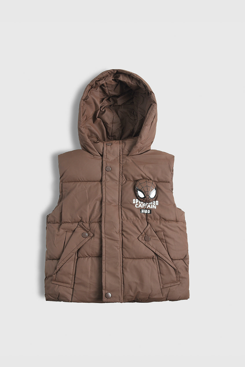 Imported Spider Brown Sleeveless Puffer Jacket (PW687) – Pebbles